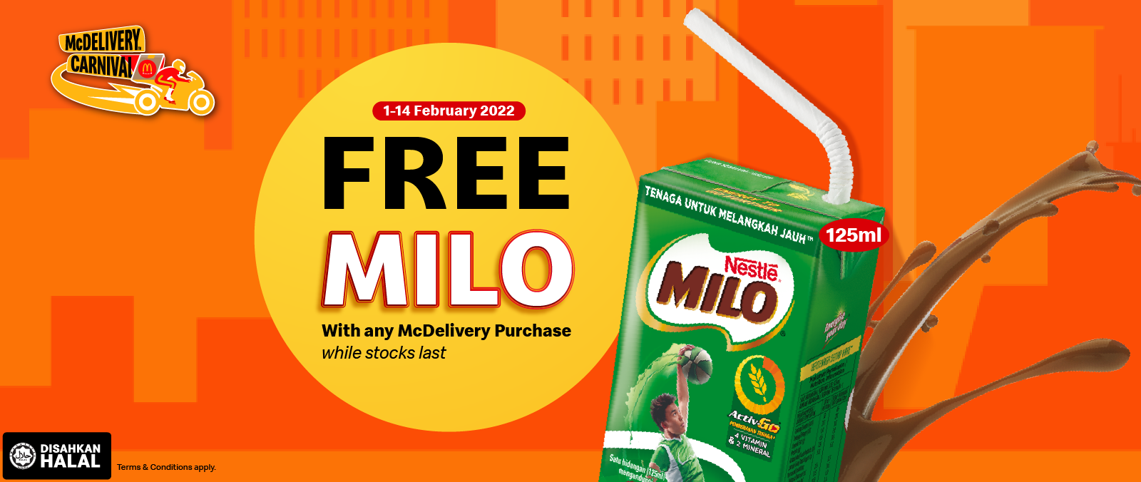 McDonald's Malaysia | Enjoy a Free 125ml Milo with your McDelivery order